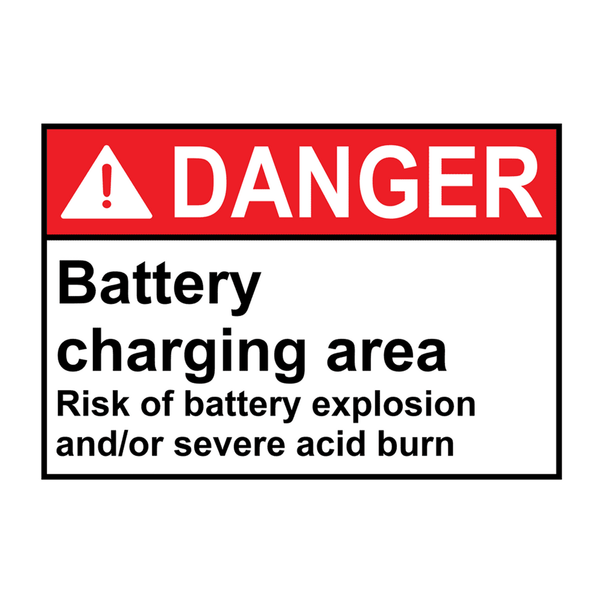 ANSI DANGER Battery Charging Area Risks Sign — Safety Sign Center