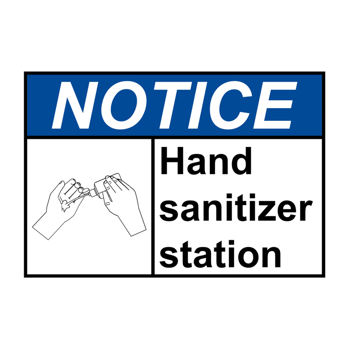 ANSI NOTICE Hand sanitizer station Sign with Symbol — Safety Sign Center
